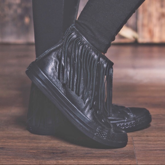 Converse | Shoes | Chuck Taylor Converse Fringe Sneakers Black Sz 55 ...